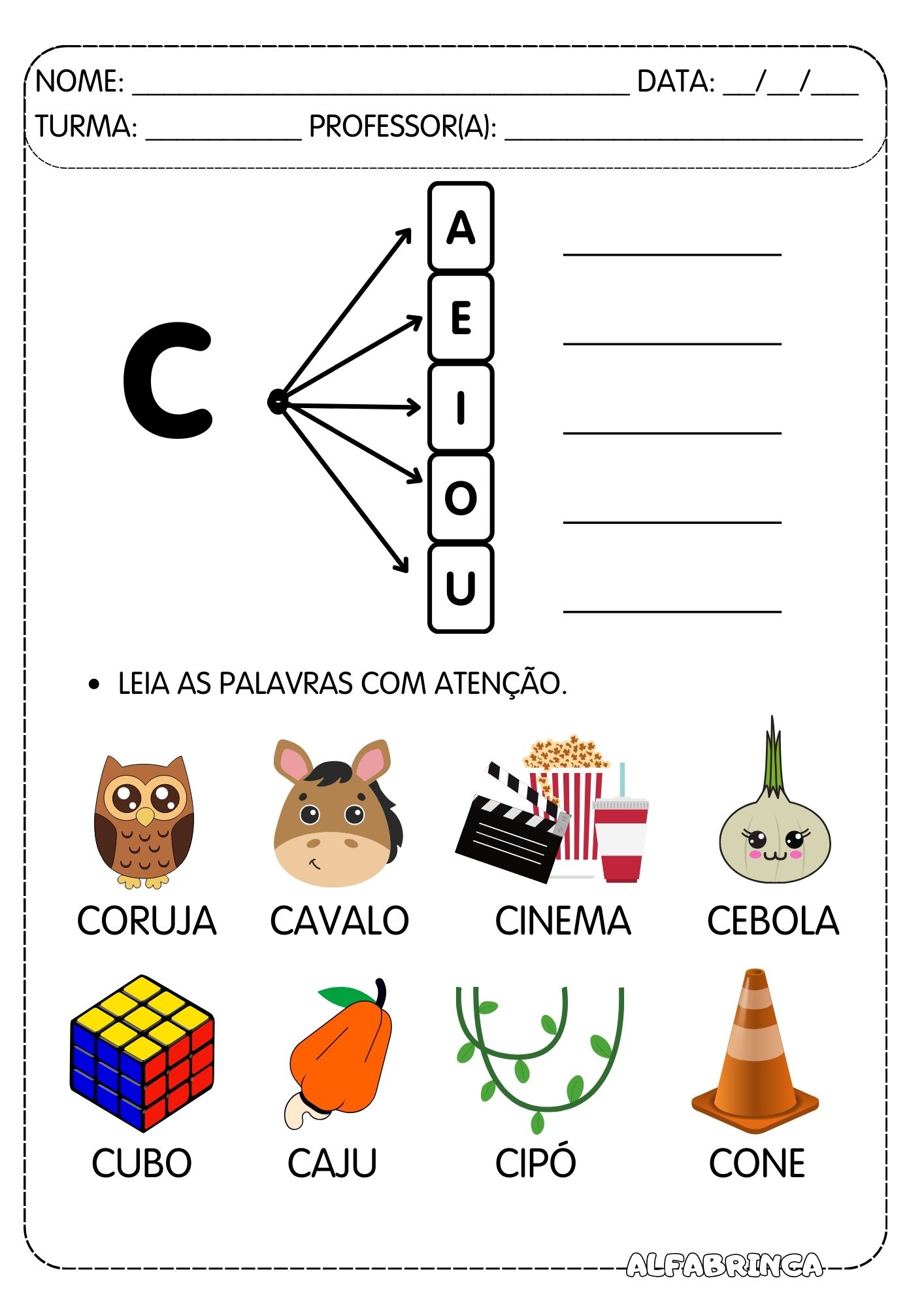 Ca Ce Ci Co Cu - Família Silábica - Alfabrinca