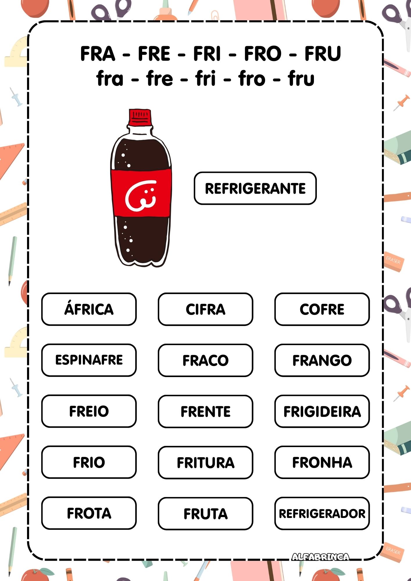 Atividades com Sílabas Complexas FR prontas para imprimir - Alfabrinca