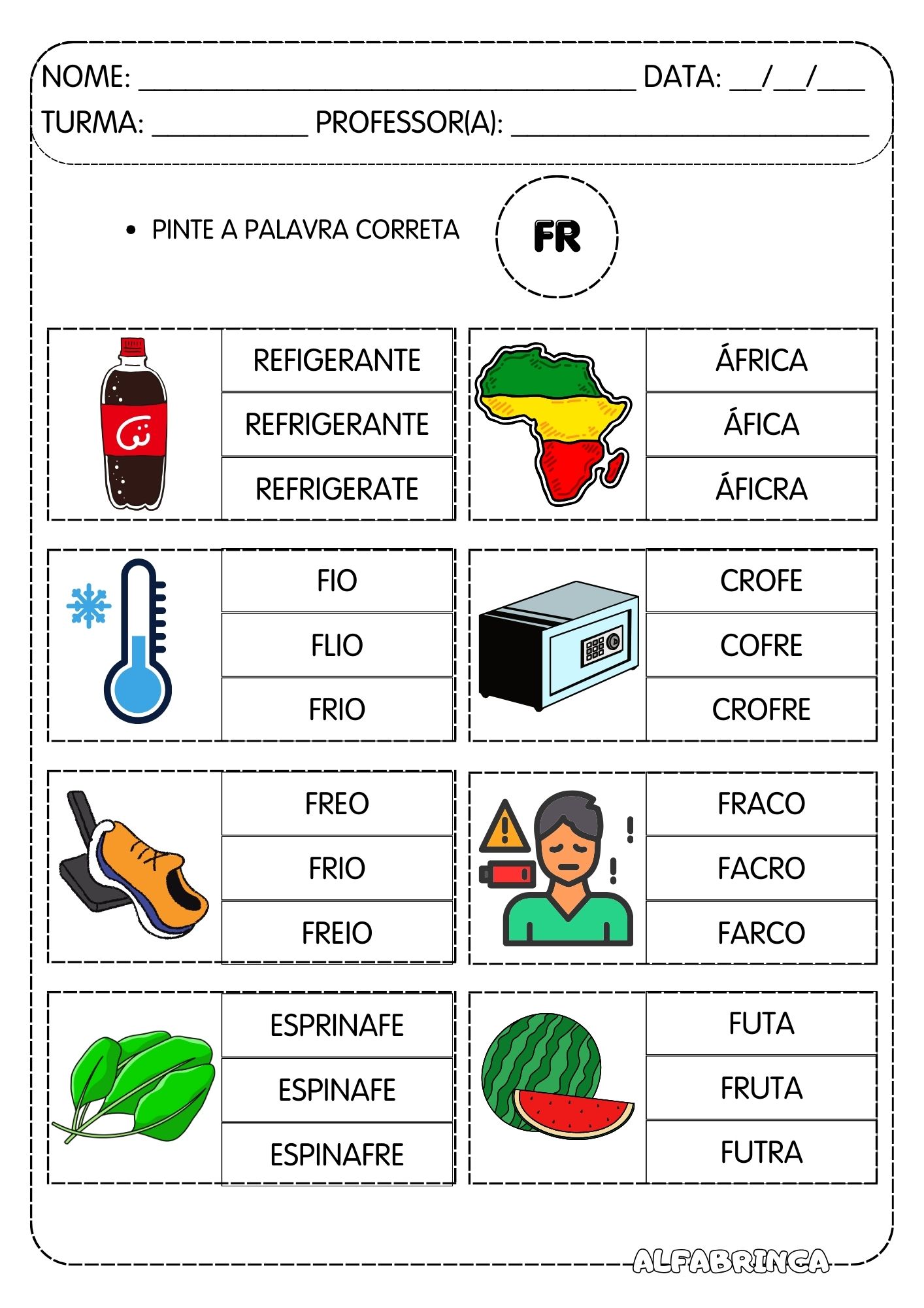 Atividades com Sílabas Complexas FR prontas para imprimir - Alfabrinca