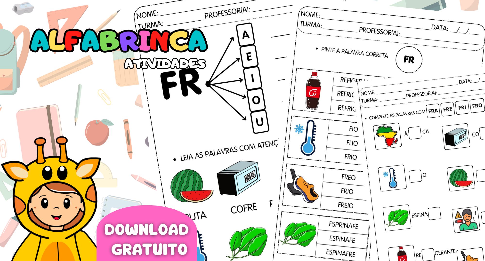 Atividades com Sílabas Complexas FR prontas para imprimir - Alfabrinca