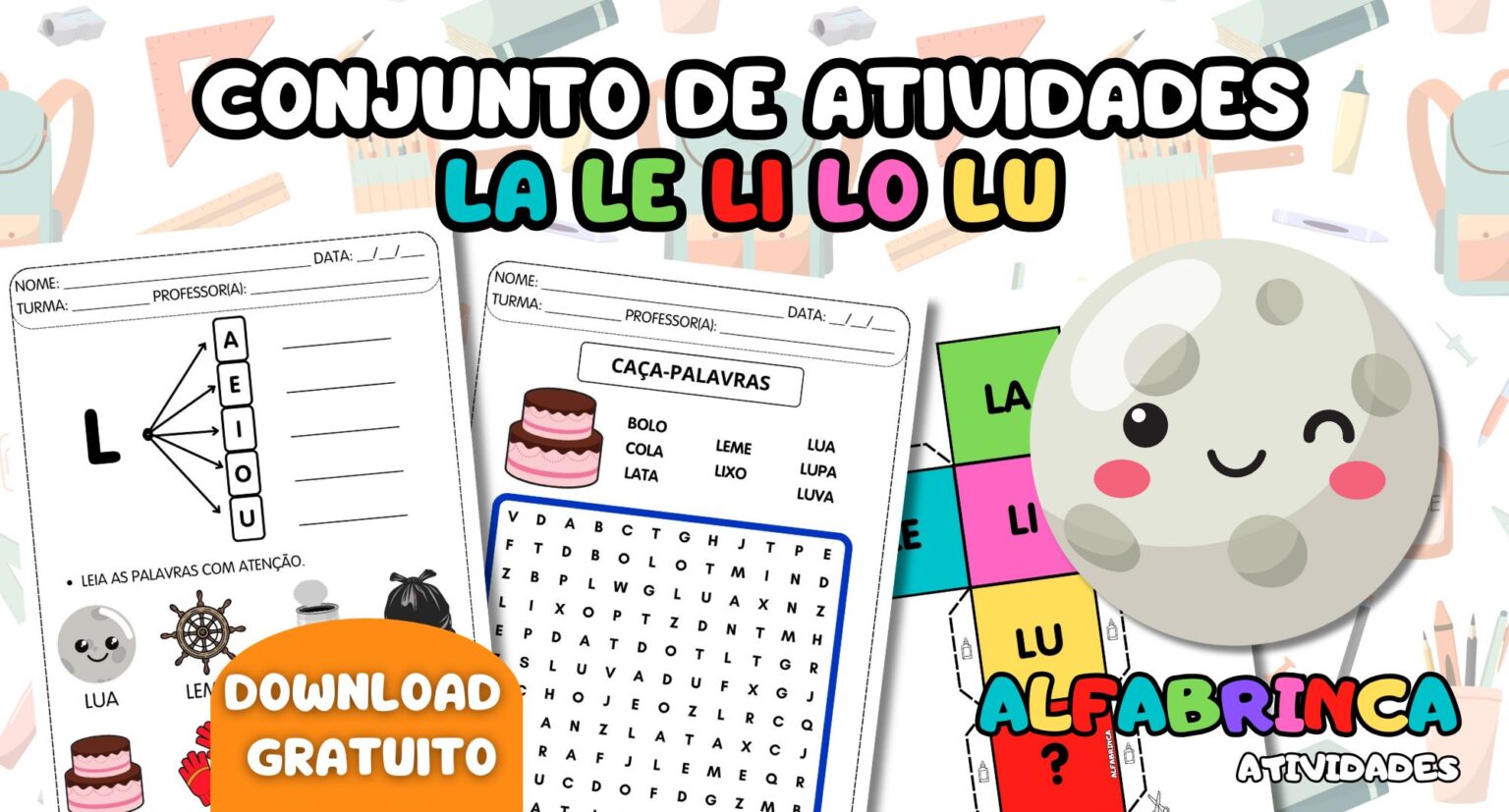 Atividades para imprimir - La Le Li Lo Lu - Alfabrinca