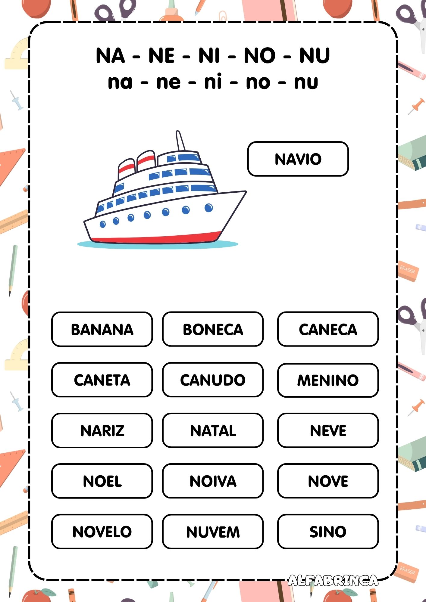 Atividades Na Ne Ni No Nu - Família silábica letra N para imprimir ...