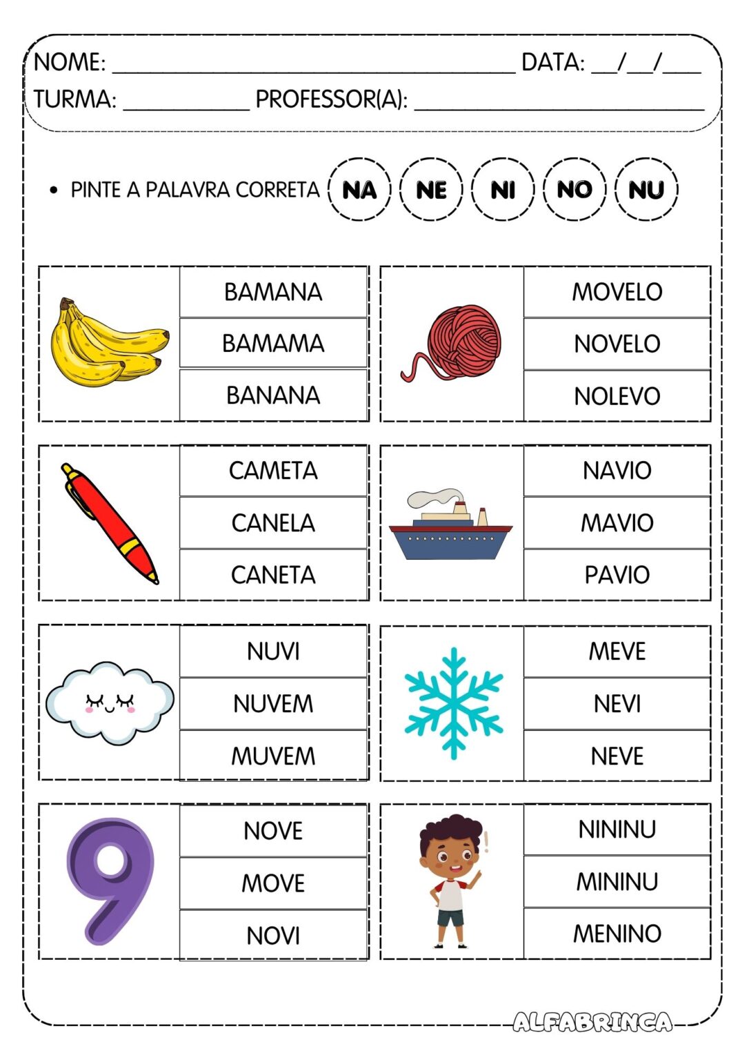 Atividades Na Ne Ni No Nu - Família silábica letra N para imprimir ...