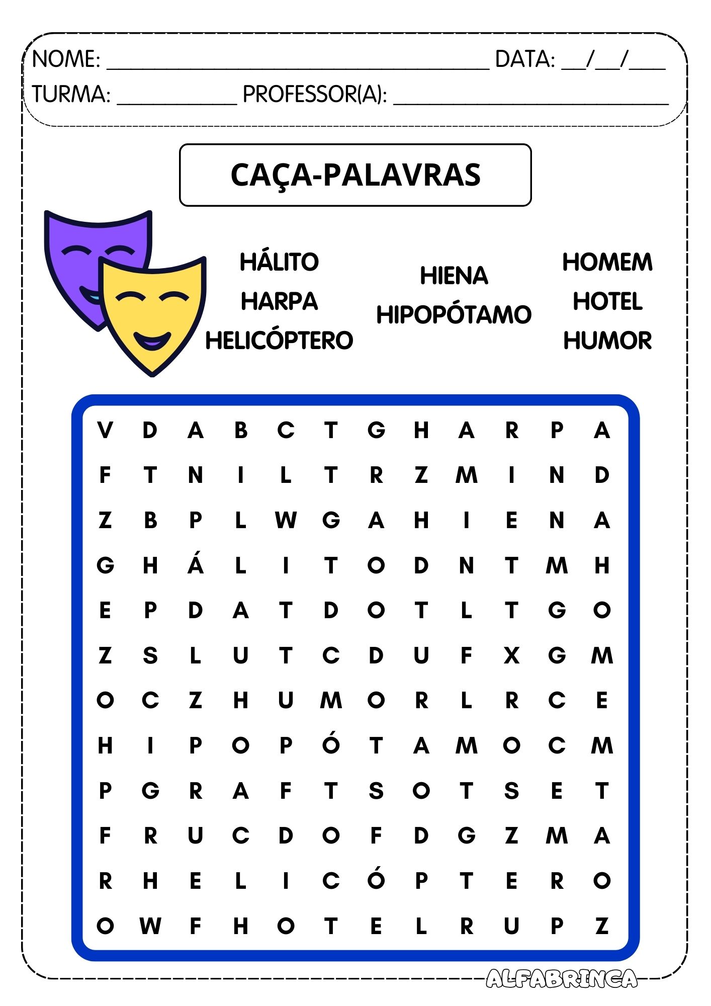 Ha He Hi Ho Hu - Atividades para imprimir - Alfabrinca