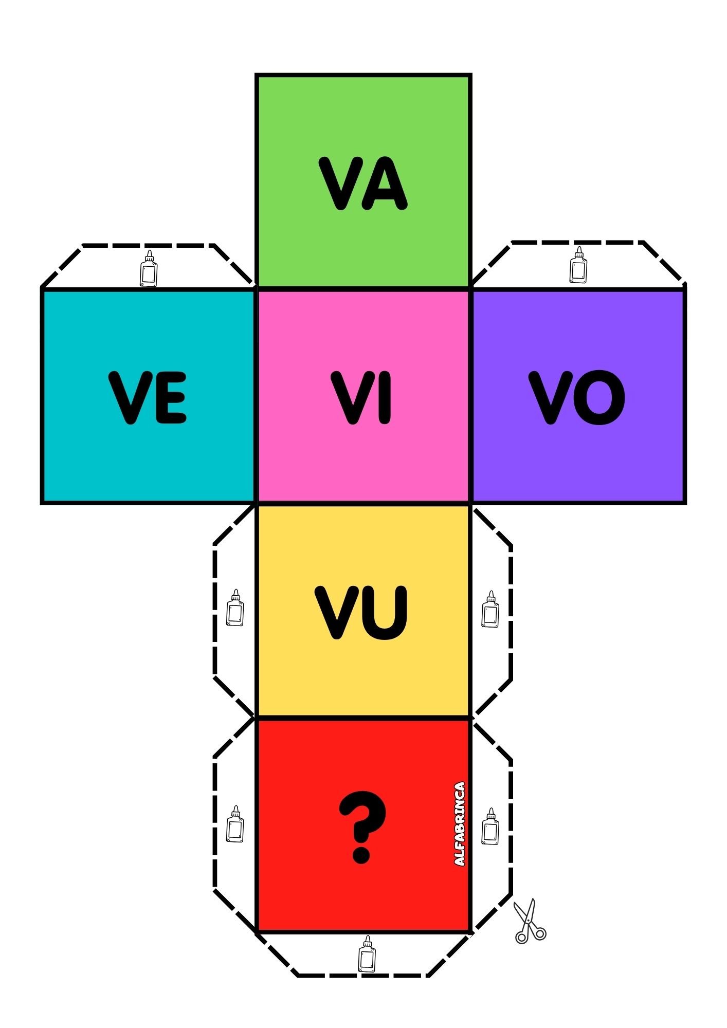Família silábica V - Va Ve Vi Vo Vu - Atividades para imprimir - Alfabrinca