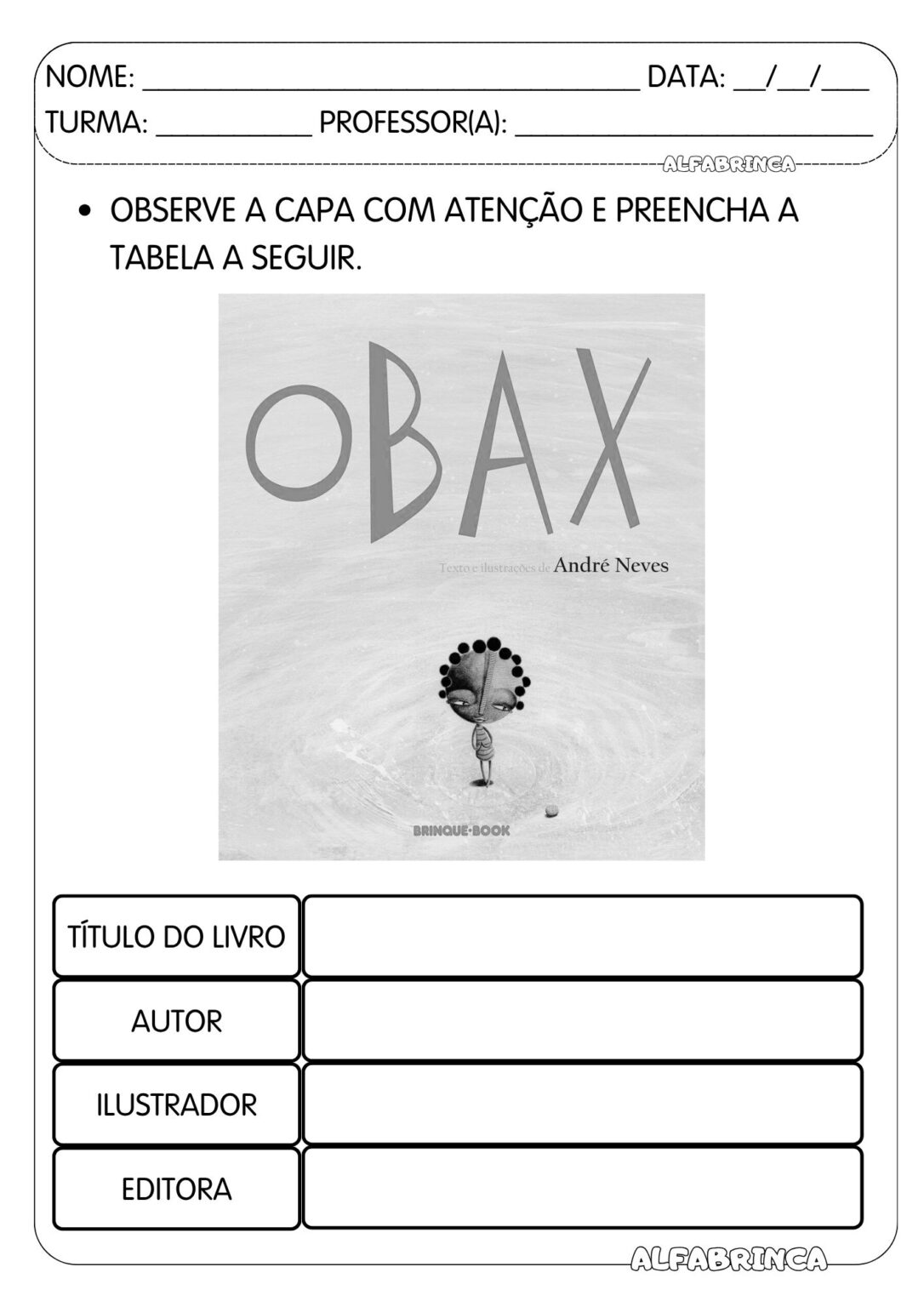 Sequência Didática - OBAX - Atividades de Interpretação - Alfabrinca