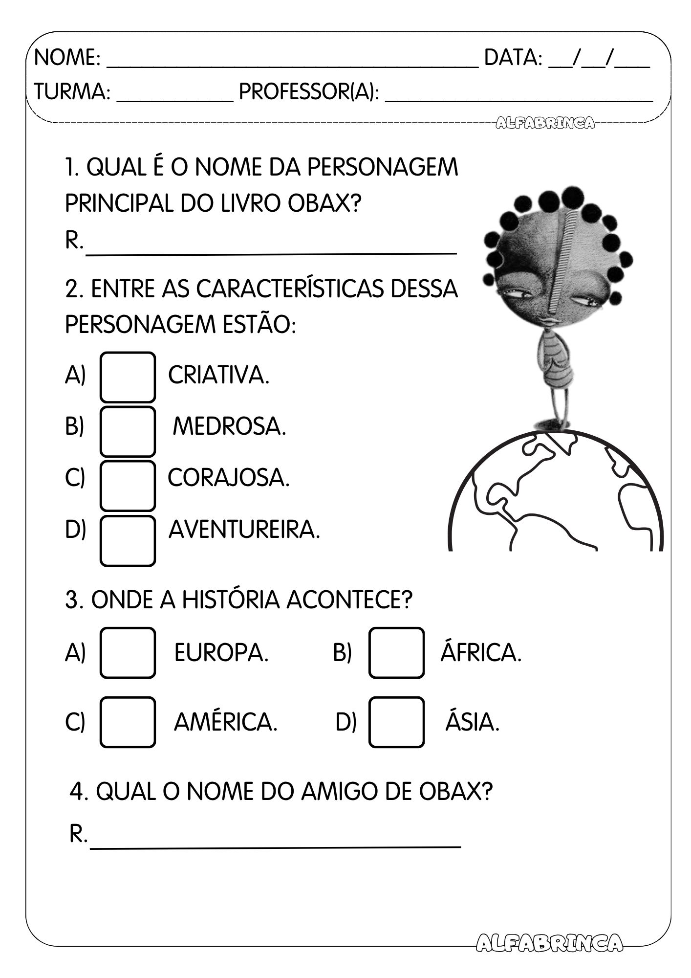 Sequência Didática - OBAX - Atividades de Interpretação - Alfabrinca